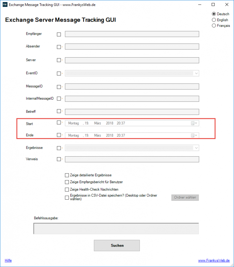 Message Tracking GUI: New version - Frankys Web