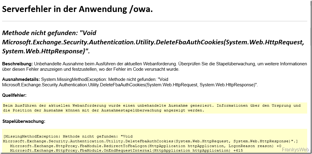 Exchange 2016: Serverfehler in Anwendung, OWA und ECP nicht aufrufbar ...