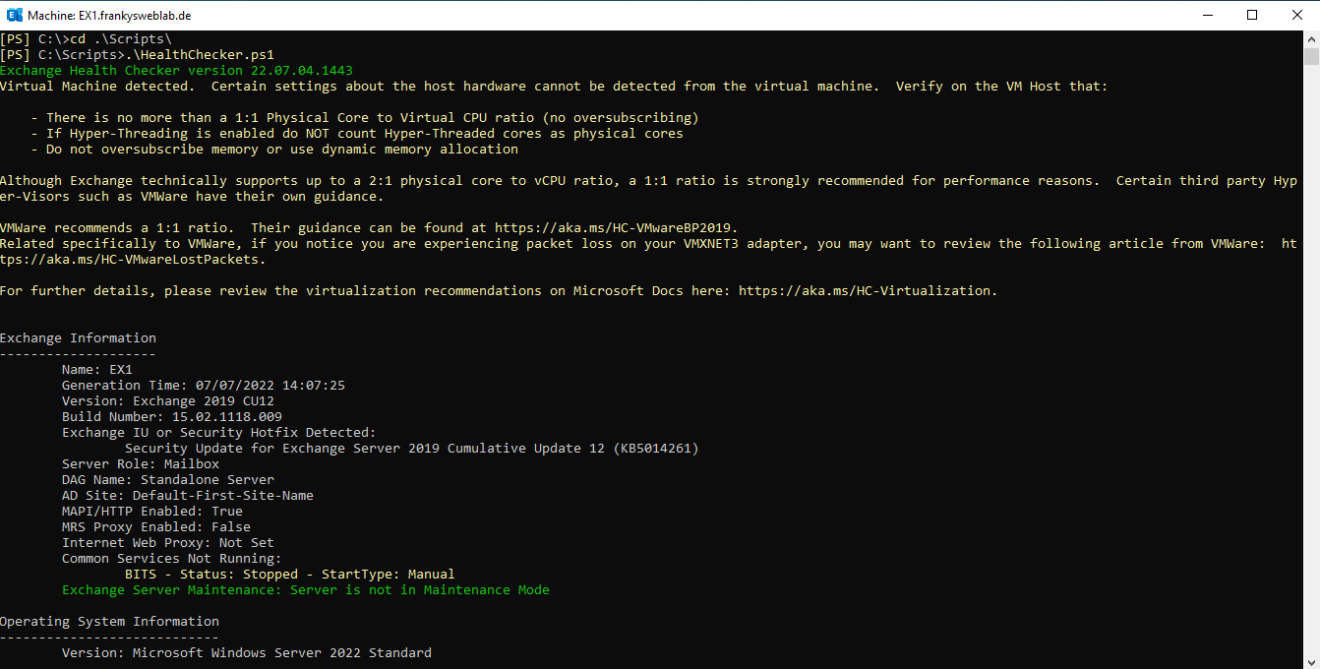 Installation von Exchange 2019 CU12 auf Windows Server 2022 - Frankys Web