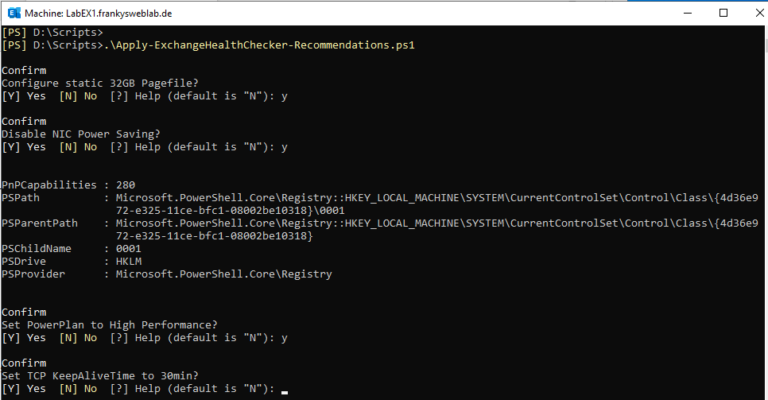 Implement Exchange Health Checker recommendations via script - Frankys Web