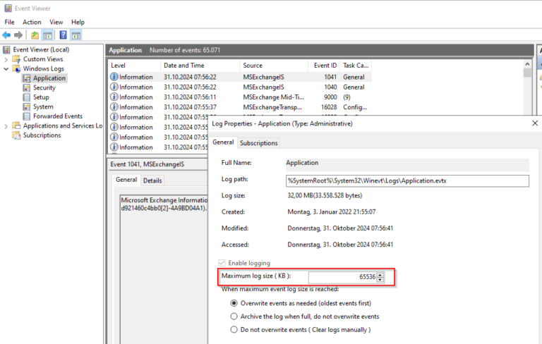 Exchange Health Checker: Event Log - Not enough logs to cover - Frankys Web