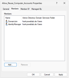 Active Directory: Reuse of the account was blocked by a security policy ...